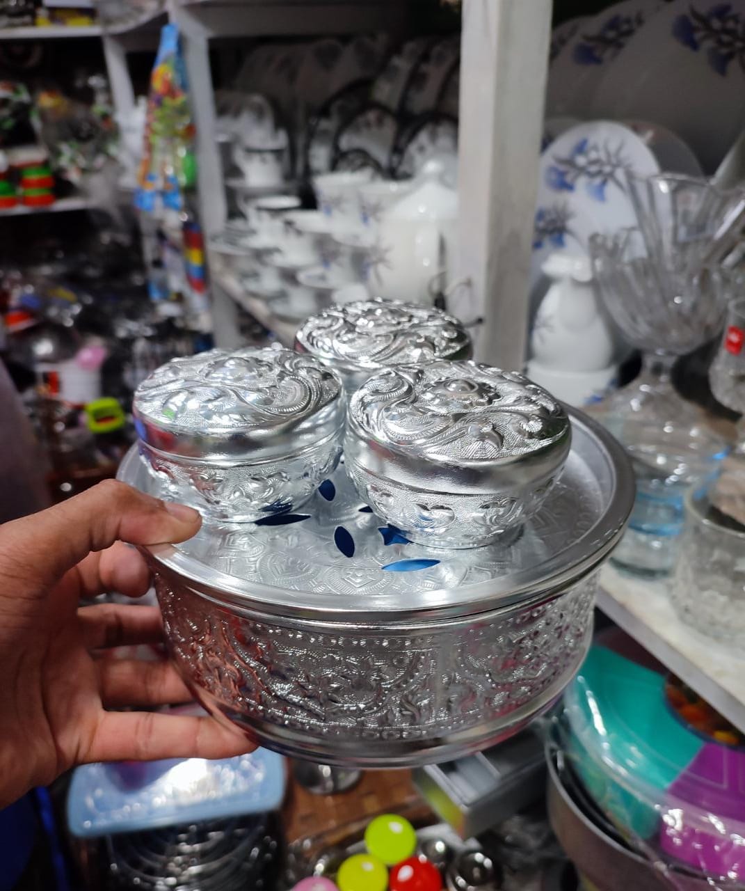 Paner Bata Pandan Sets Khandani Paner Box Betel Leaf Bowl Set - With 3 ...