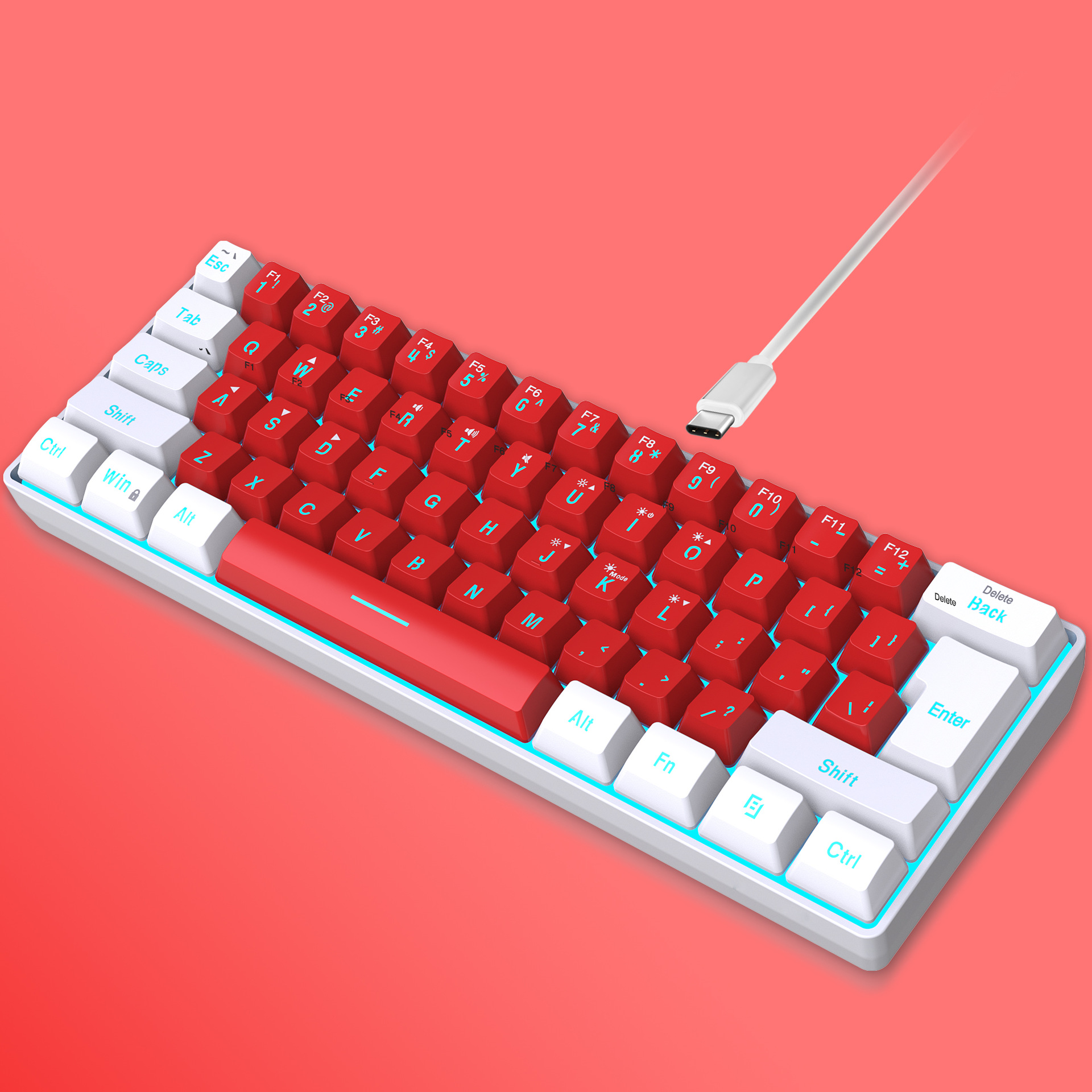 HXSJ 61 Key Thin Film Keyboard With White And Red Design Mini Game ...