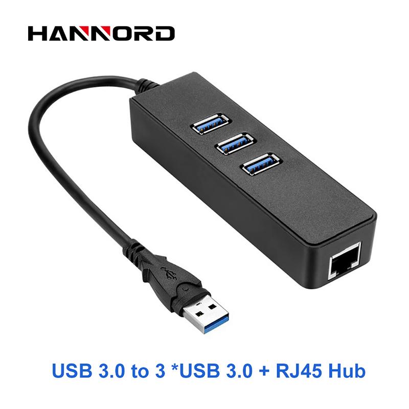 USB 3.0 Hub USB Ethernet Adapter Network Card to RJ45 Lan with 3 USB3.0 ...