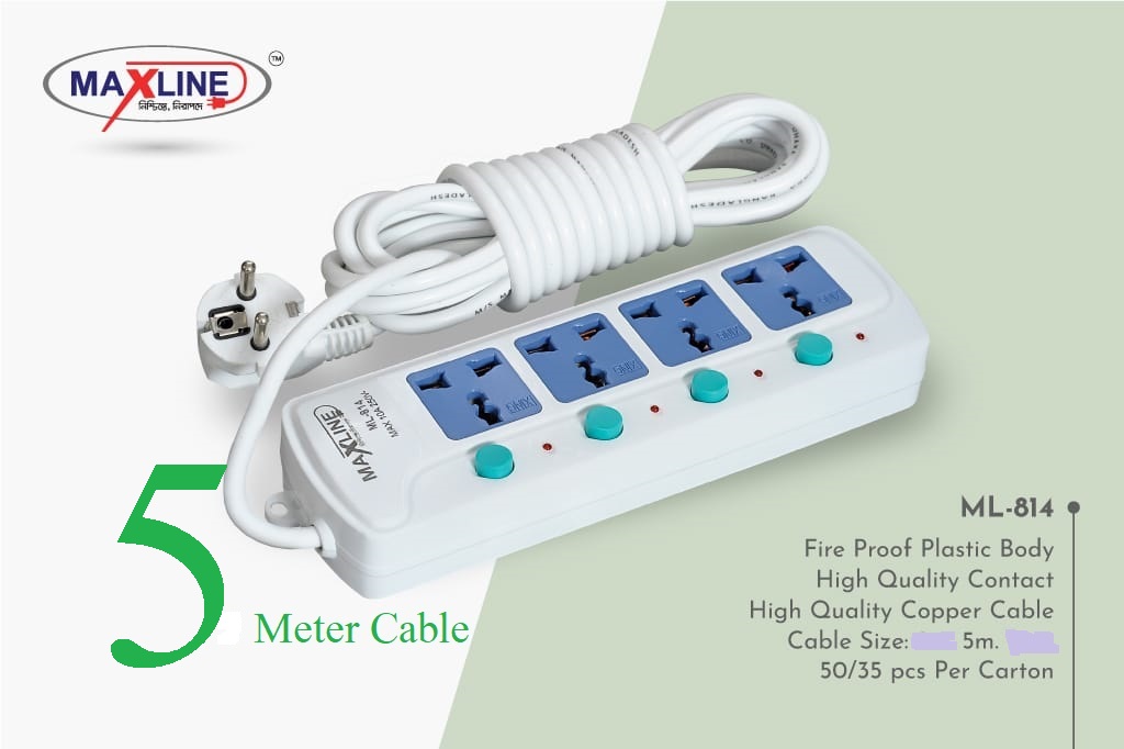 Maxline ML-814 Multiplug 4 Port Extention Socket - Multi Plug | Daraz ...