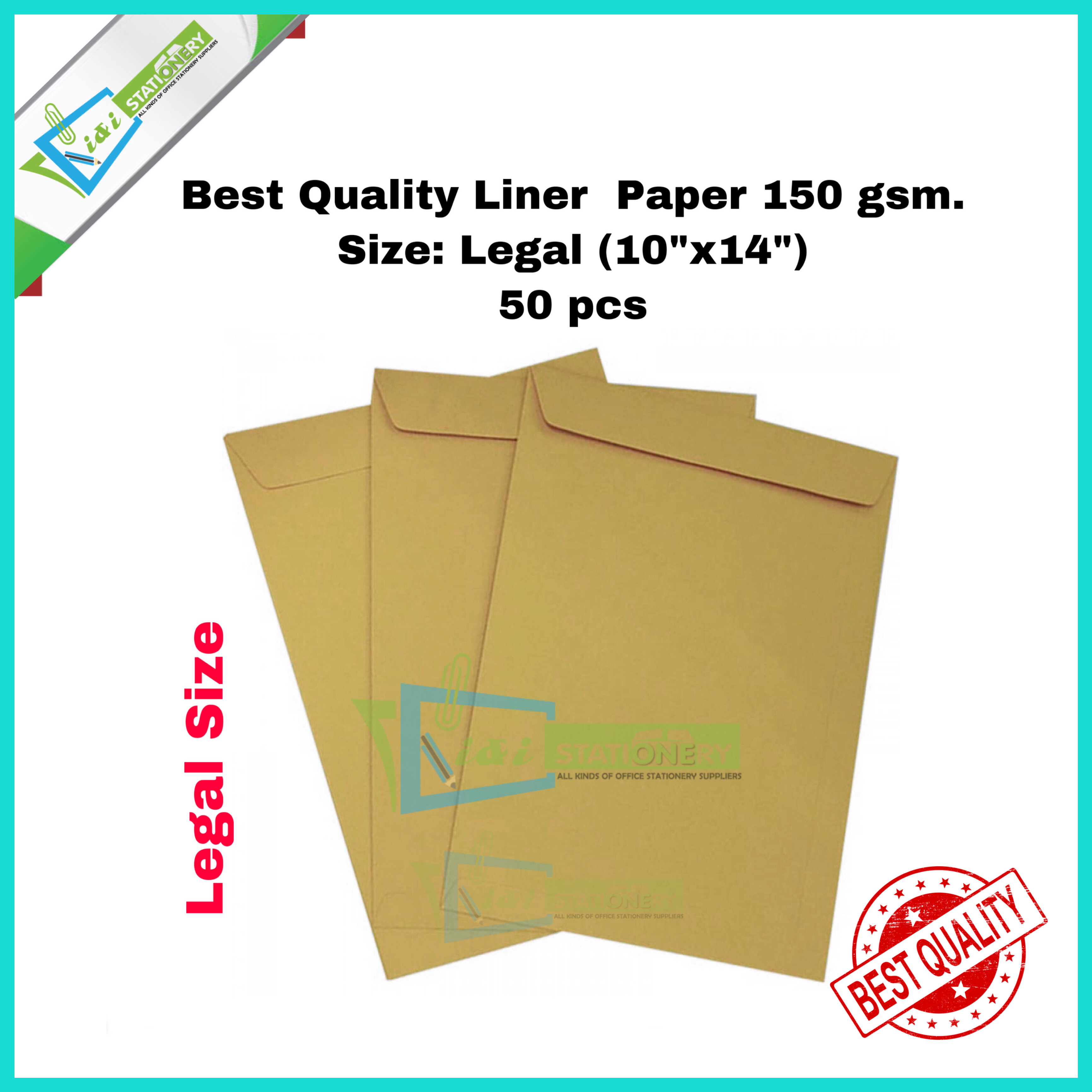 Envelope (Legal 10''x14'' ) and size liner Paper 150 GSM ( 50 pieces ...