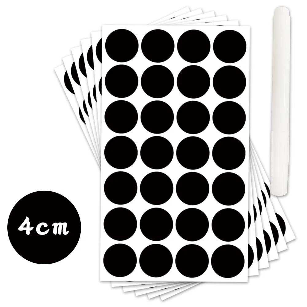 24Pcs Round Black Waterproof Blackboard Sticker Labels Chalkboard ...