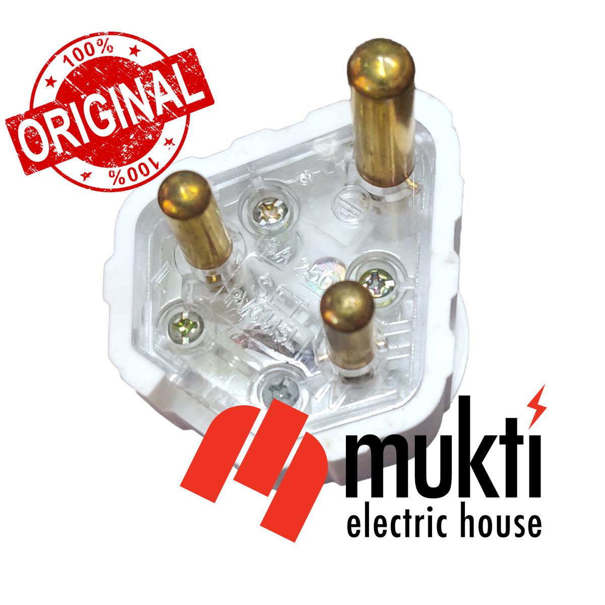 SET 16A 3 Pin Round Plug with Indicator Premium Quality White Connector ...