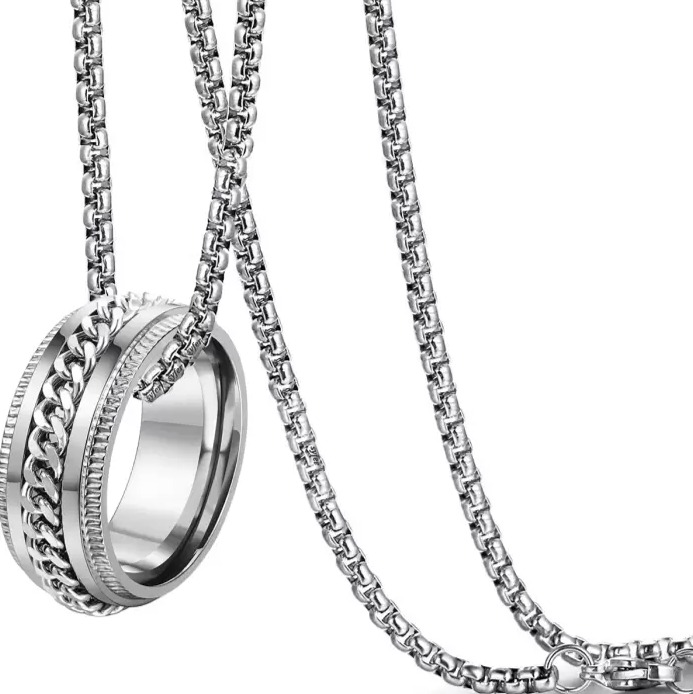 Neck Chains Men Stainless Steel-Finger Ring With Necklace | Daraz.com.bd