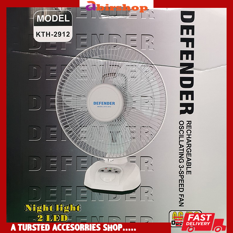 DEFENDER 2912 Table Fan 12inch Multifunctional Rechargeable Table Fan ...