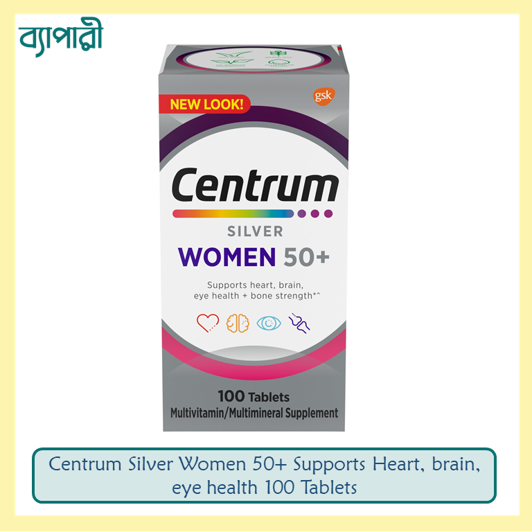 Centrum Silver Women 50+ Supports Heart, brain, eye health 100 Tablets ...