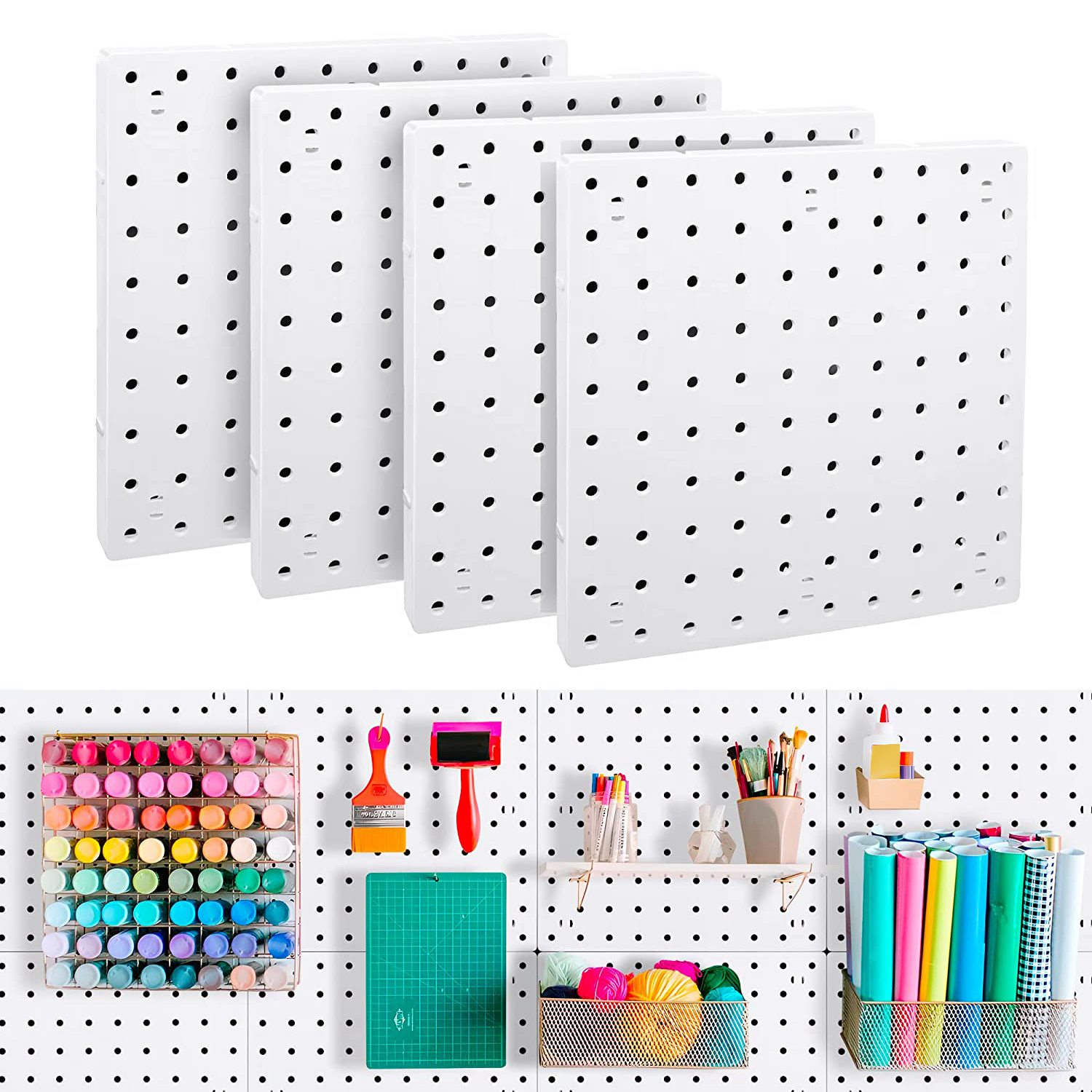 peg board-4 x pegboards 16 x mounting kits (16 screws, 16 spacers, 16 ...