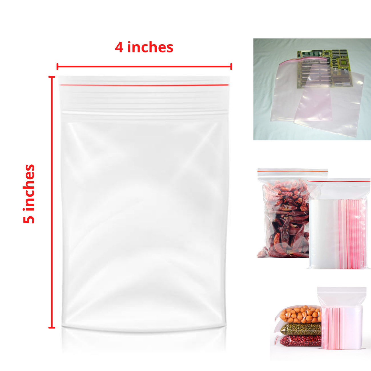 100 Piece Zip/Zipper Lock Poly Bag- 4X5 inch. For Women/wed/gift ...