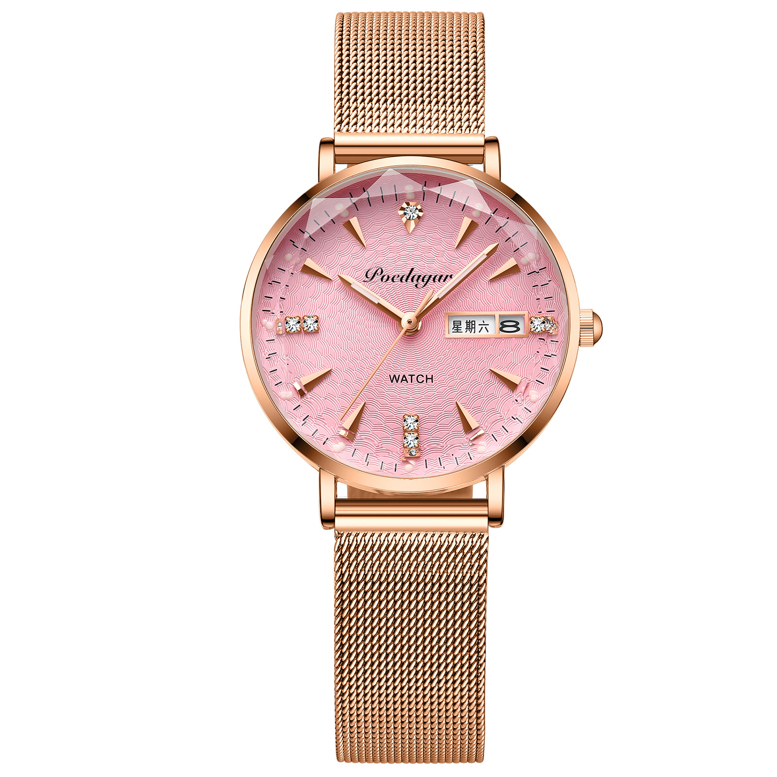 Swiss brand women's waterproof luminous dual calendar ultra-thin quartz ...