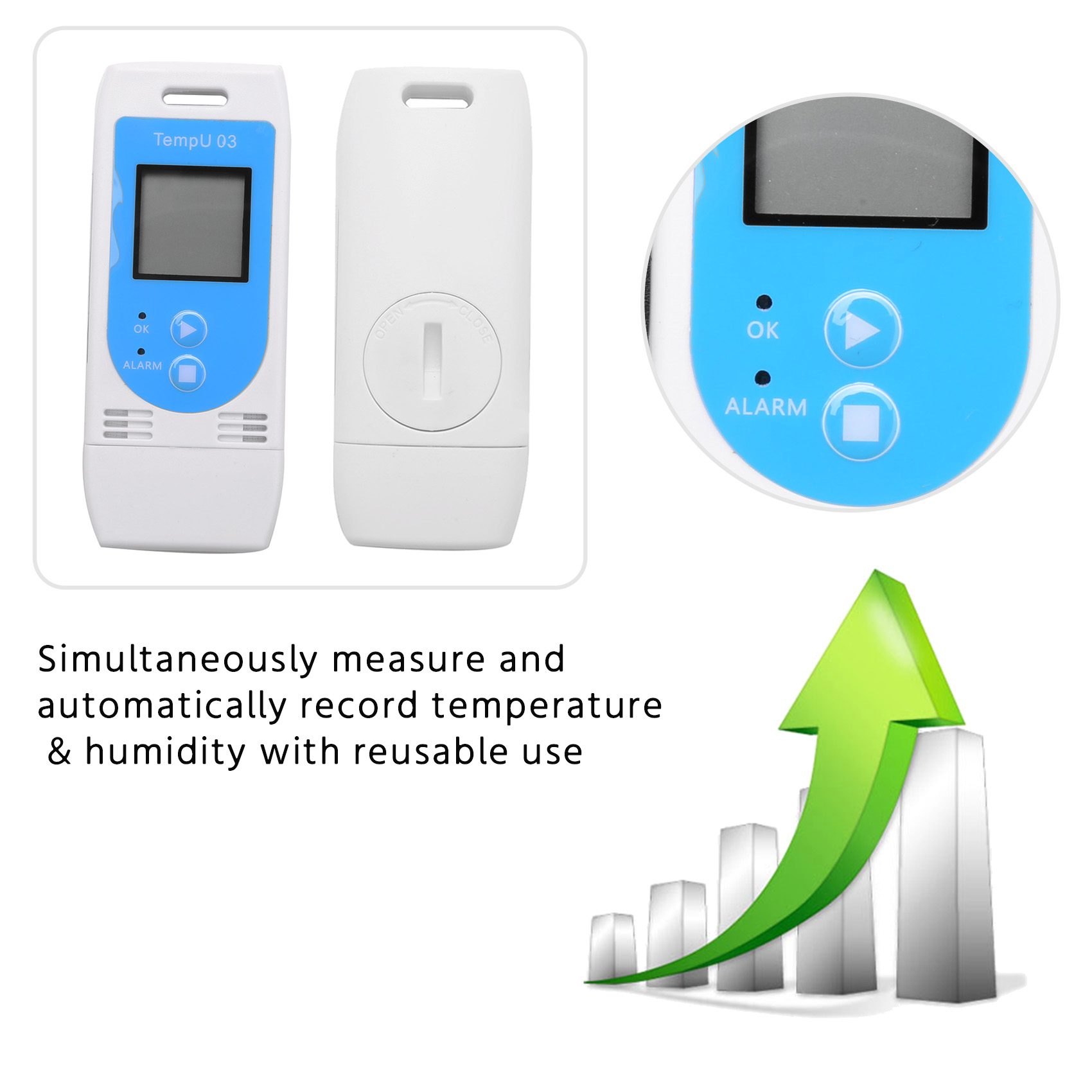 USB Temperature Humidity Data Logger with 12,000 Record Capacity ...