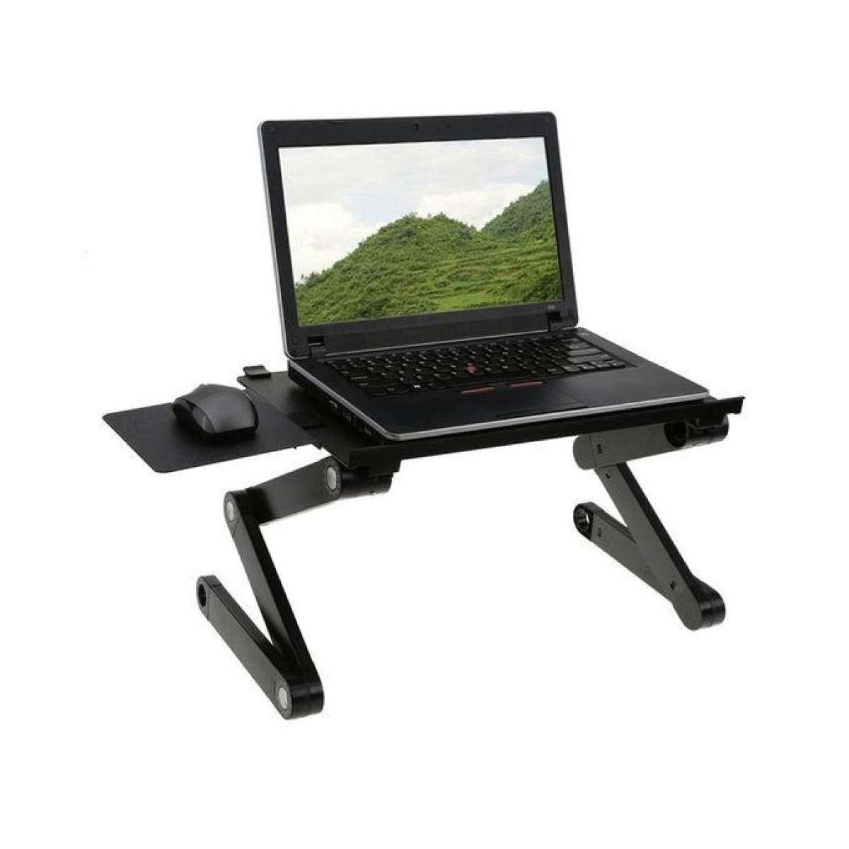 T8 Aluminium Laptop Table - Black | Daraz.com.bd