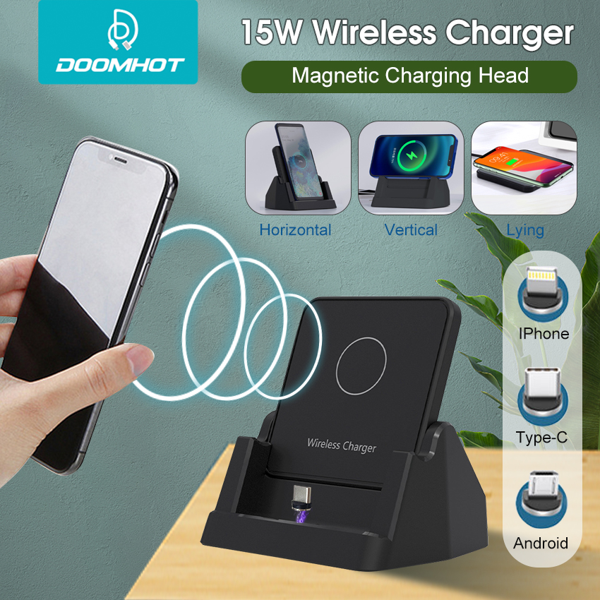 DoomHot 15W Wireless Charger Desktop Stand Detachable Mobile Phone ...