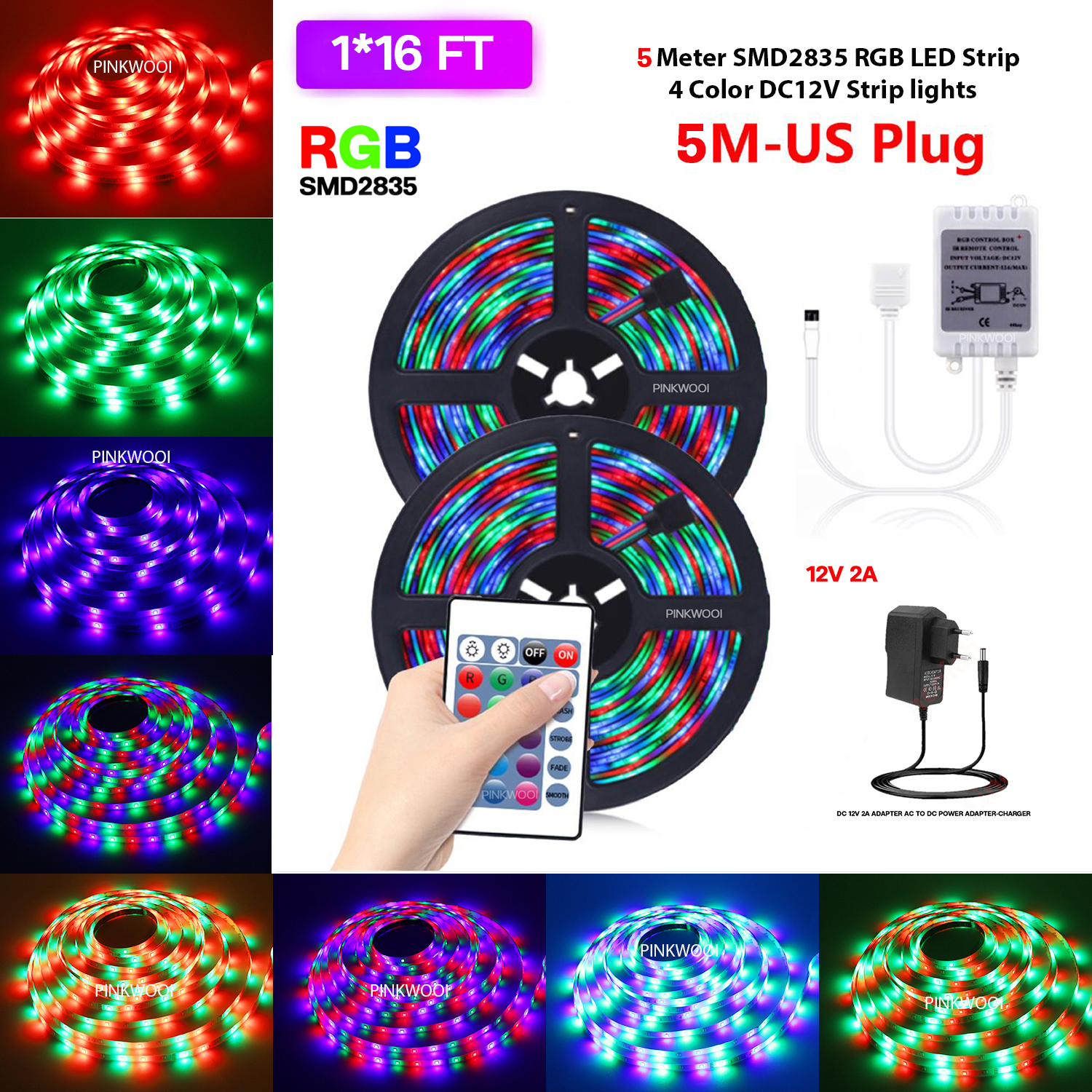 RGB Led Strip SMD2835 12V (5 Meters) Strip Lights For Ceiling Decoration Decoration Lamp Tv/Pc ...