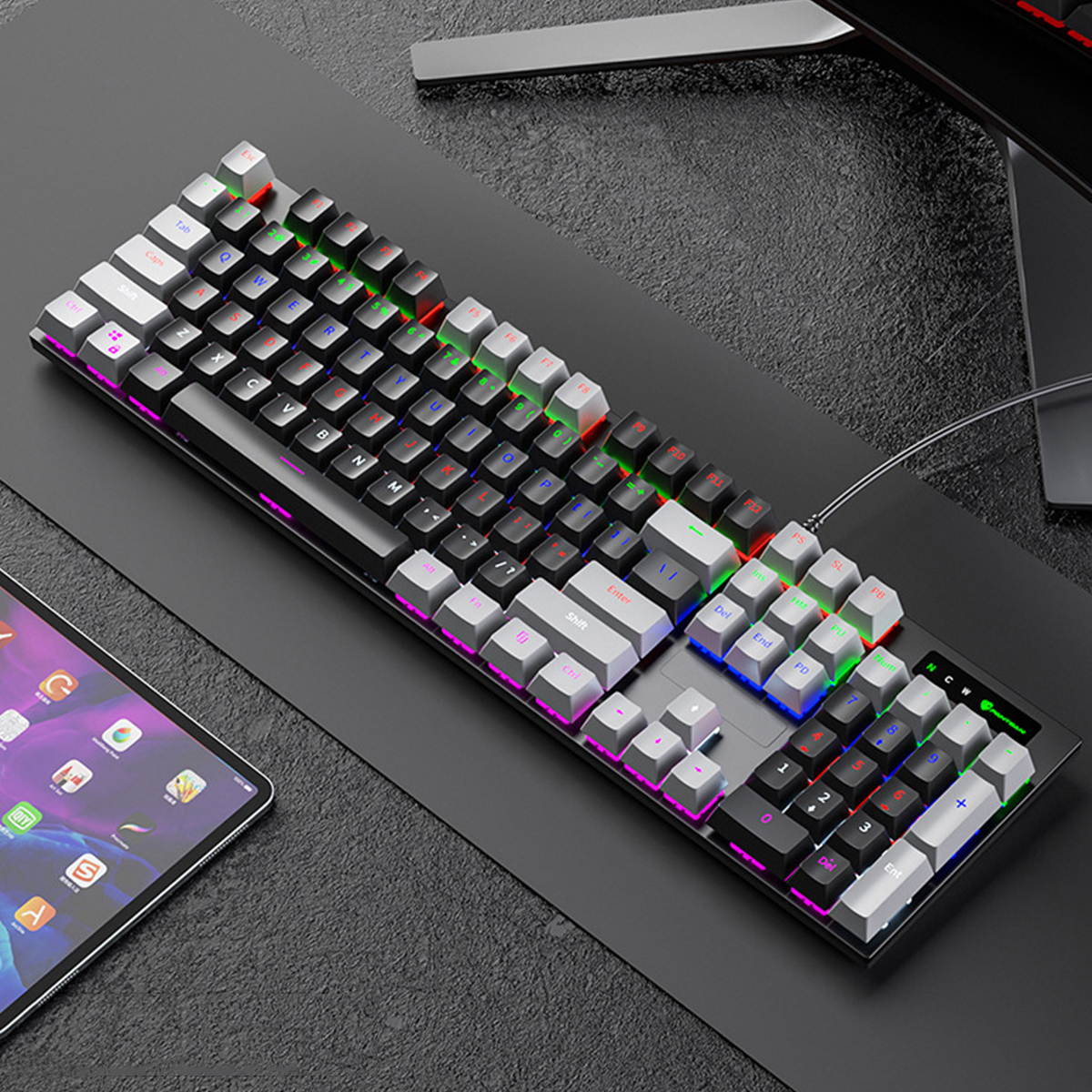 Generic 104 key wired mechanical keyboard LED blue light USB suitable ...