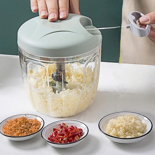 500 ML Garlic Chopper Hand Pull Press Crusher Vegetable Grinder Chili ...
