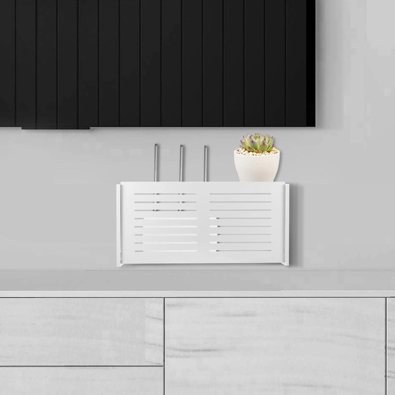 2x Wireless Wifi Router Storage Box Wood-plastic Shelf Wall Hangings ...