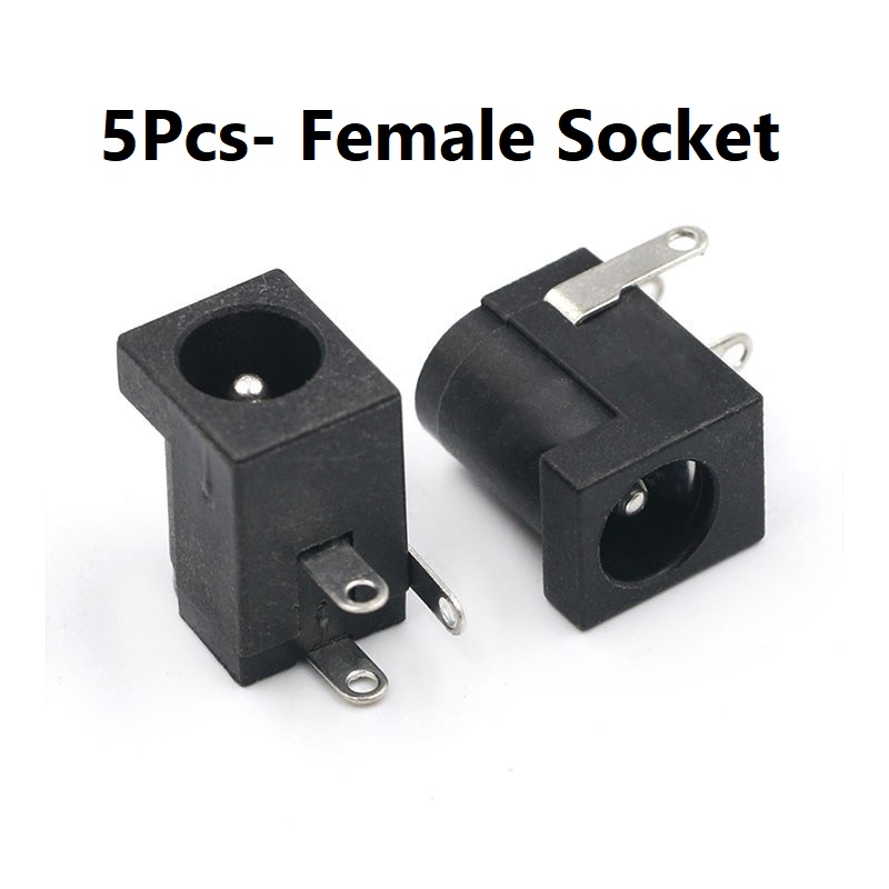 5Pcs- DC005 Female Socket PCB Mount RIGHT Angle Female 2.1mm 3 Pin 90 ...