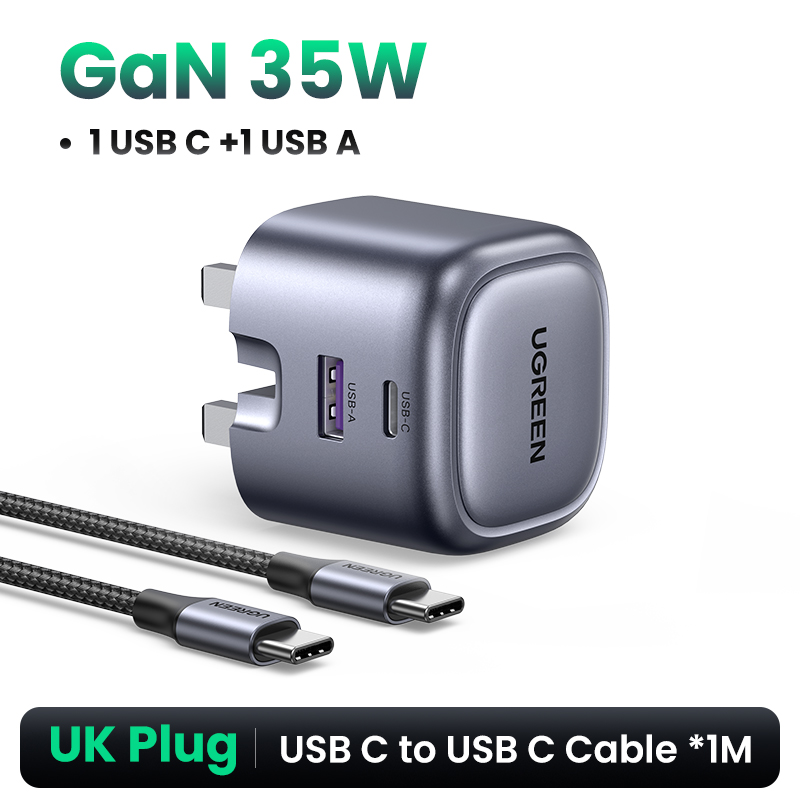 UGREEN 35W GaN USB C Wall Charger Dual Port PD Fast USB Type C Charger ...