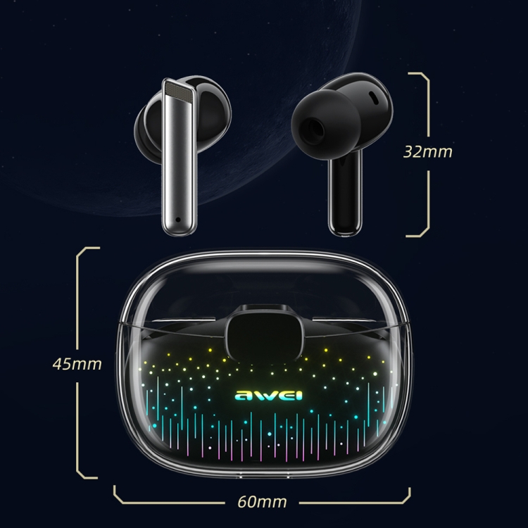 Awei T52 Pro Wireless Earbuds TWS Bluetooth Earphones with RGB ...