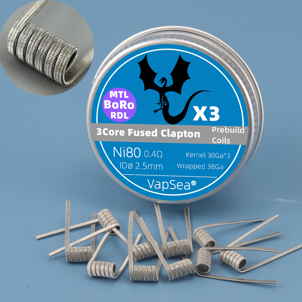 2.5mm MTL Fused Clapton Coil NI80/A1/SS316L Twisted/Alien Premade ...