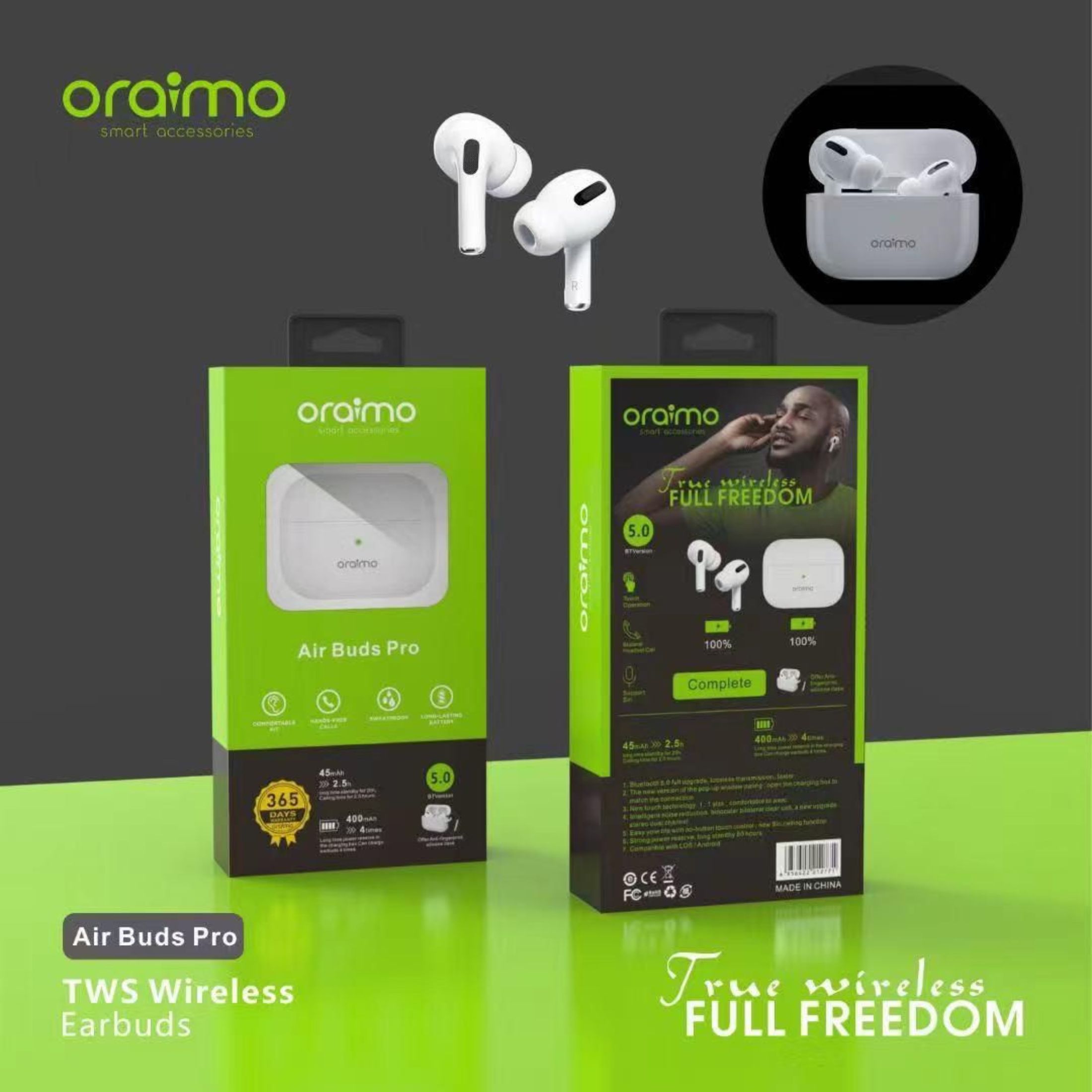 Oraimo Airpods Pro Wireless Earbuds TWS Wireless Bluetooth 5.0 ...