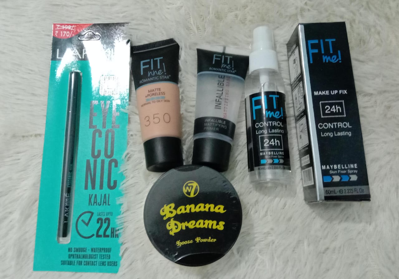 5-in-1 Cosmetics Combo (Foundation, Primer, Eyeconic Kajal, W7 Loose ...