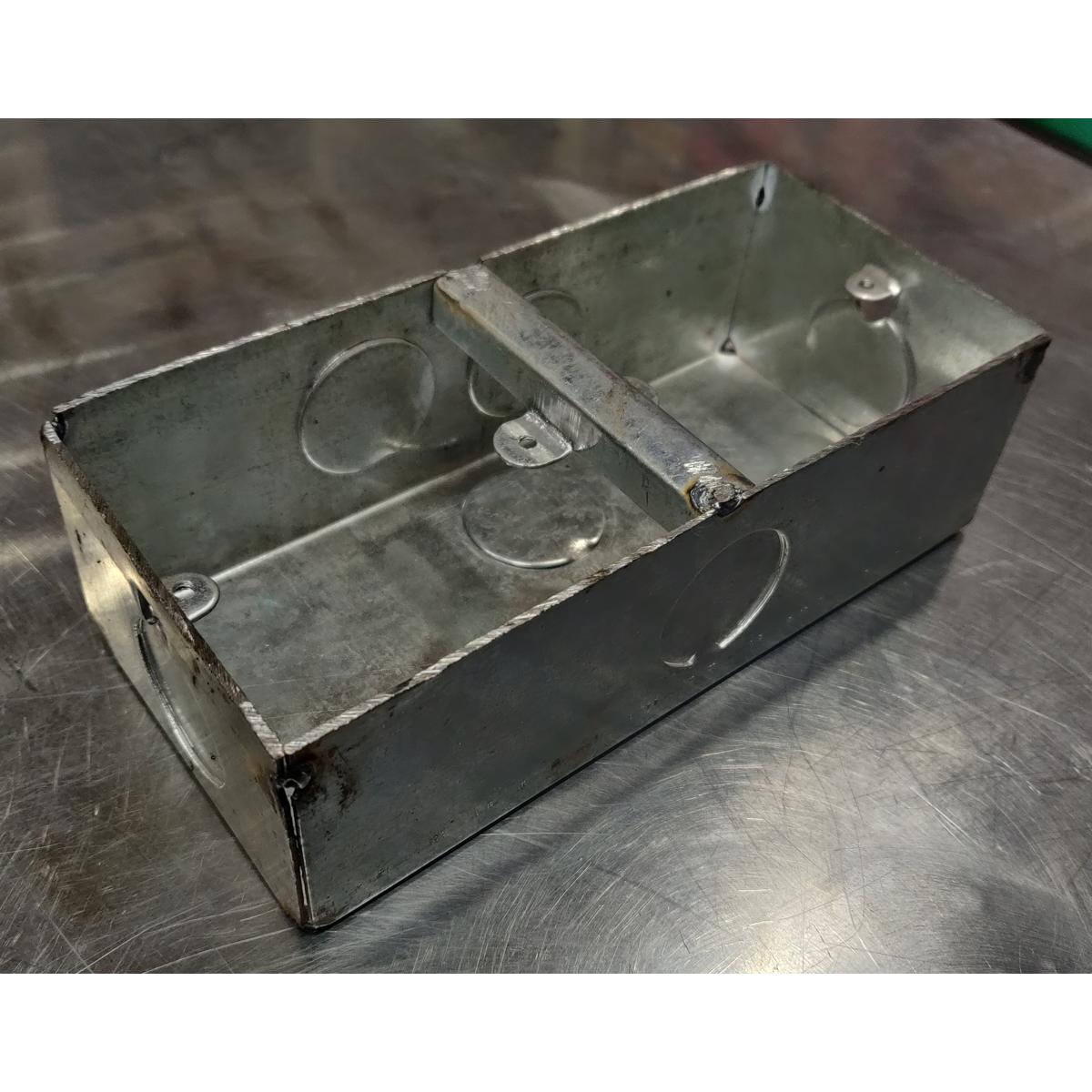Two Gang Steel Junction Box For Electrical Wiring Sqaure Edge Silver ...