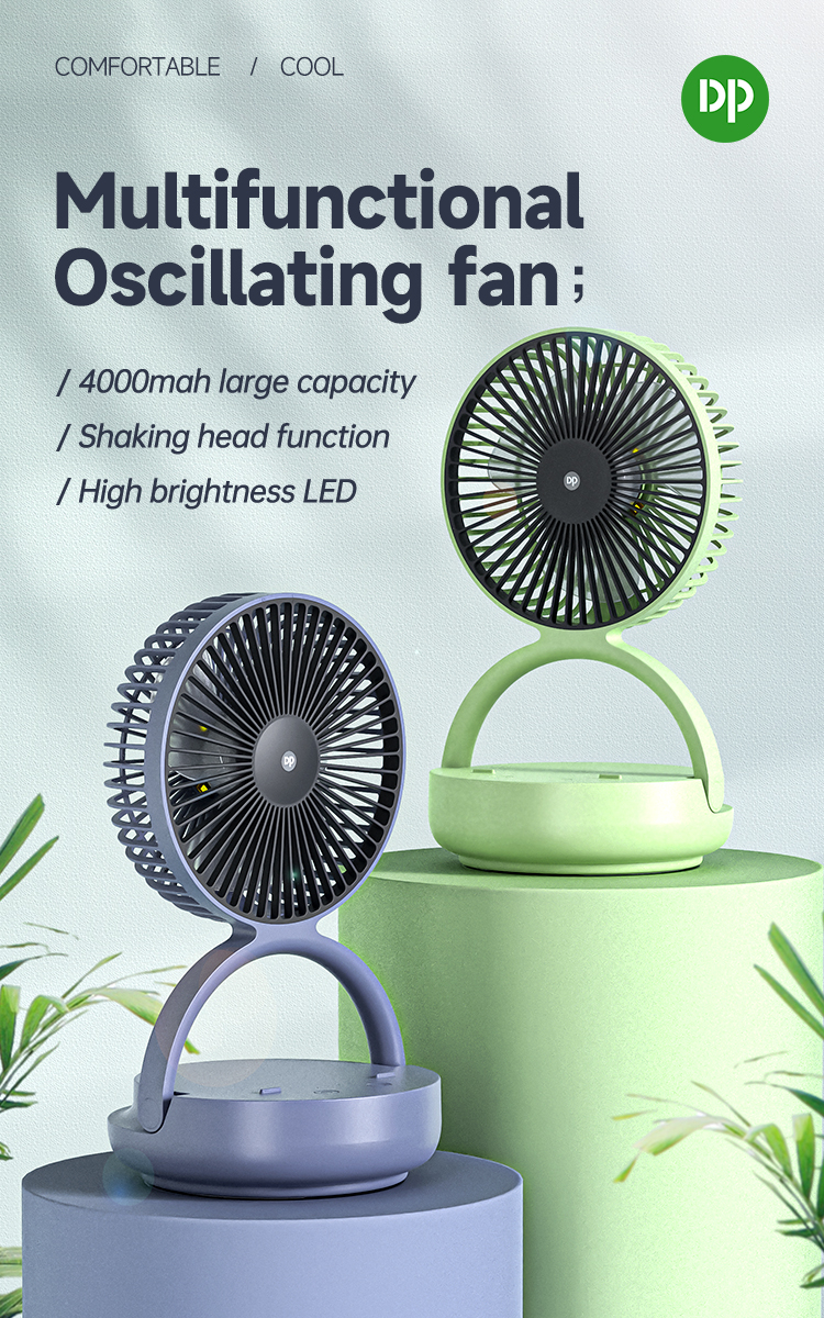 DP Automatic Rotating Mini Table Desk Fan With LED Light – DP-7637 ...