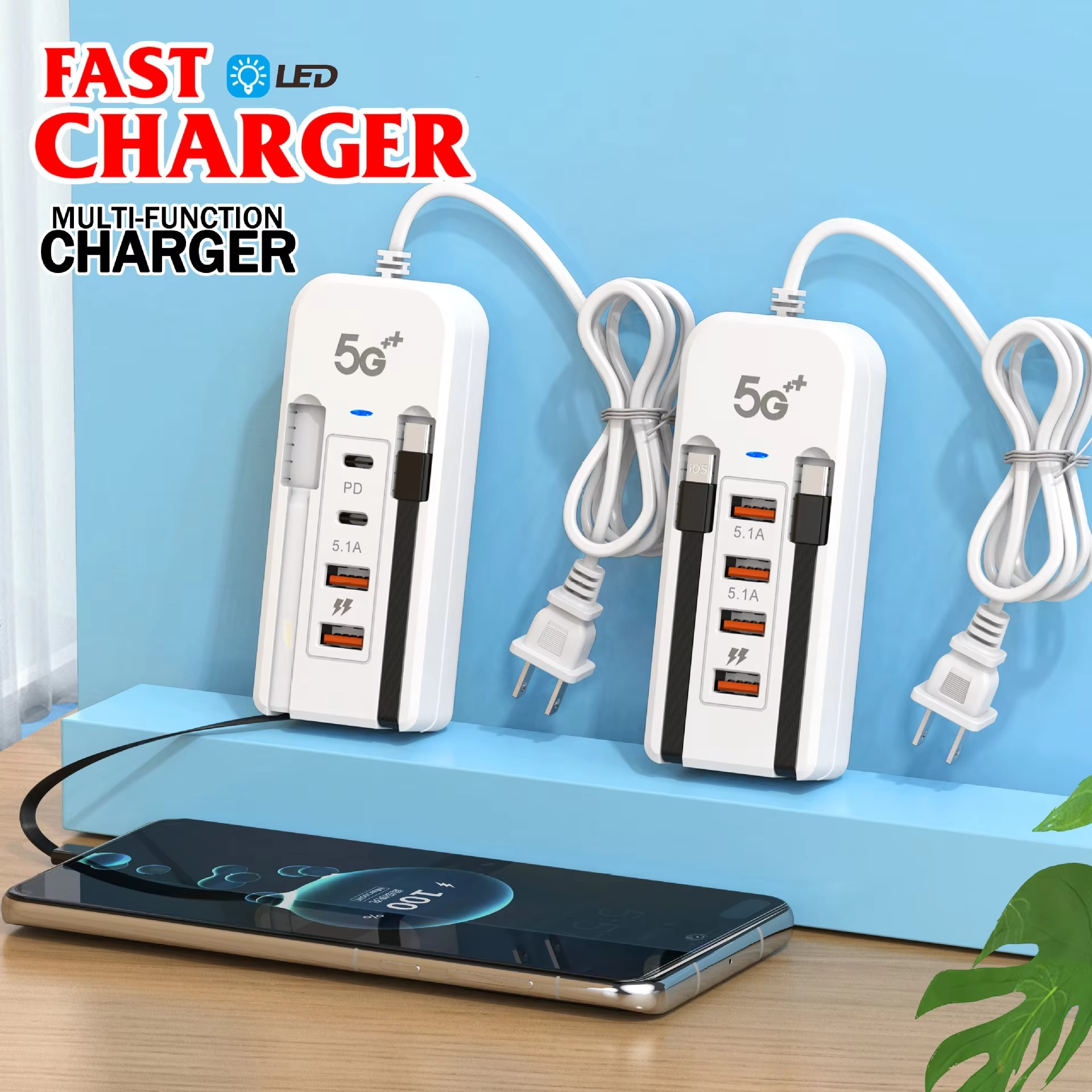 ⚡ 66W Multi-Function Fast Charger | 2PD + 2USB | Type-C, Micro & PD ...