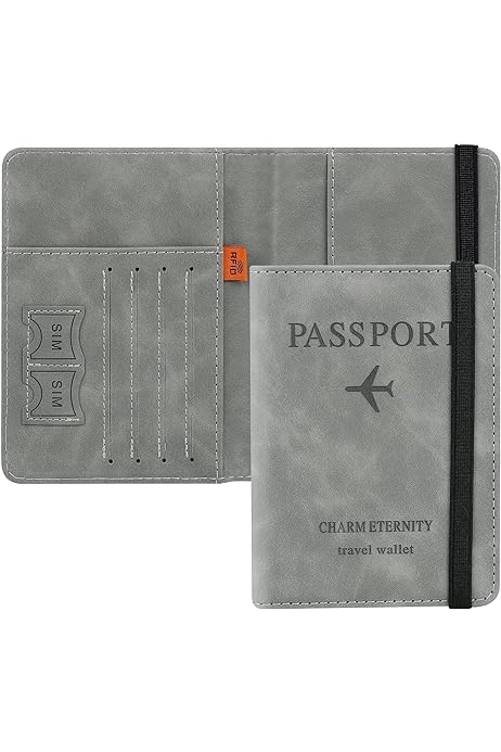 Women Men RFID Passport Covers Holder Multi-Function ID Bank Card PU ...