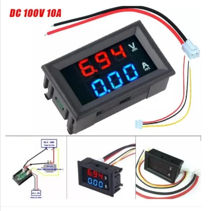 DC 0-200V 10A Digital Voltmeter Ammeter Blue + Red LED Dual Display Amp Volt Meter Car Voltage ...