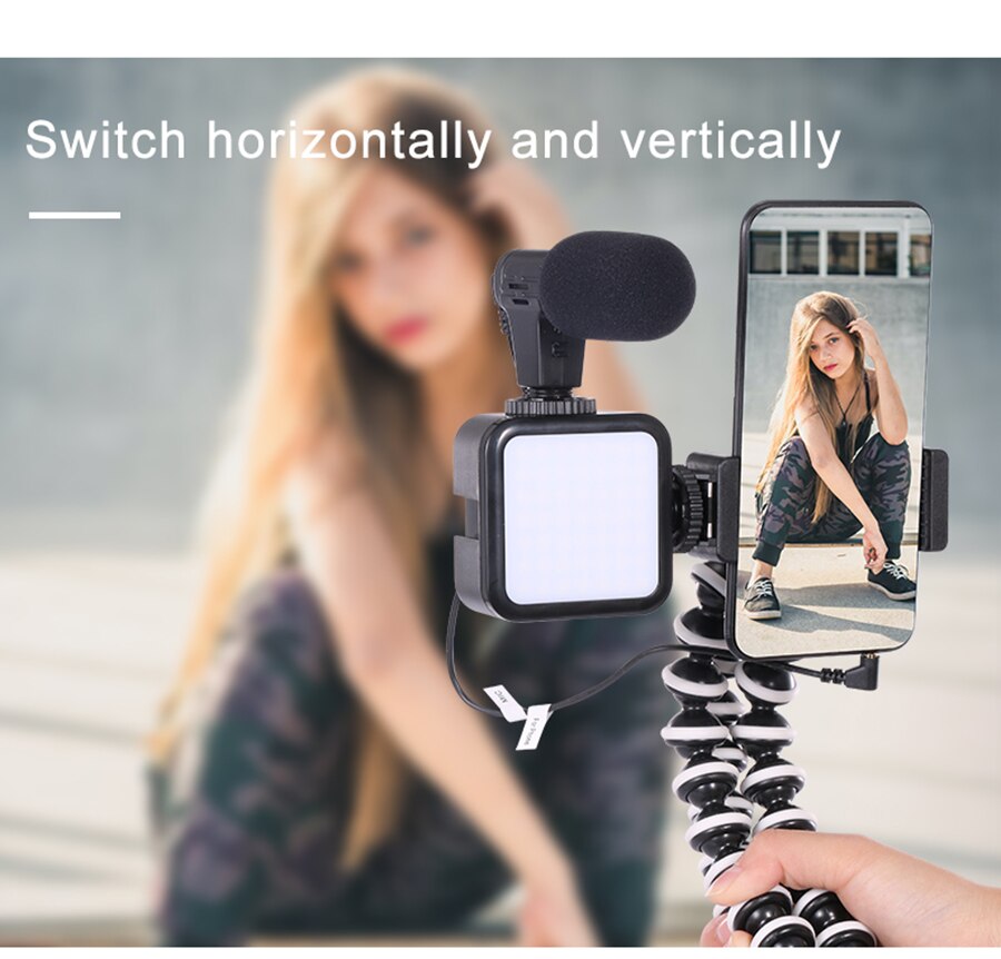 AY-49 Remote Control Vlogging Video Making Kit: Microphone, LED Fill ...