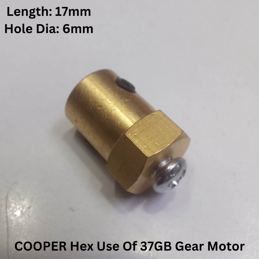 17mm Length COOPER Hex Motor Shaft Coupling 6mm Brass Hex Coupler 17mm ...