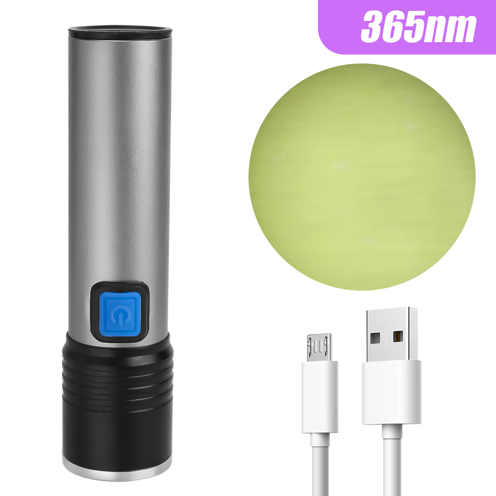 365/395nm Portable Rechargeable LED UV Flashlight Zoomable Ultraviolet ...