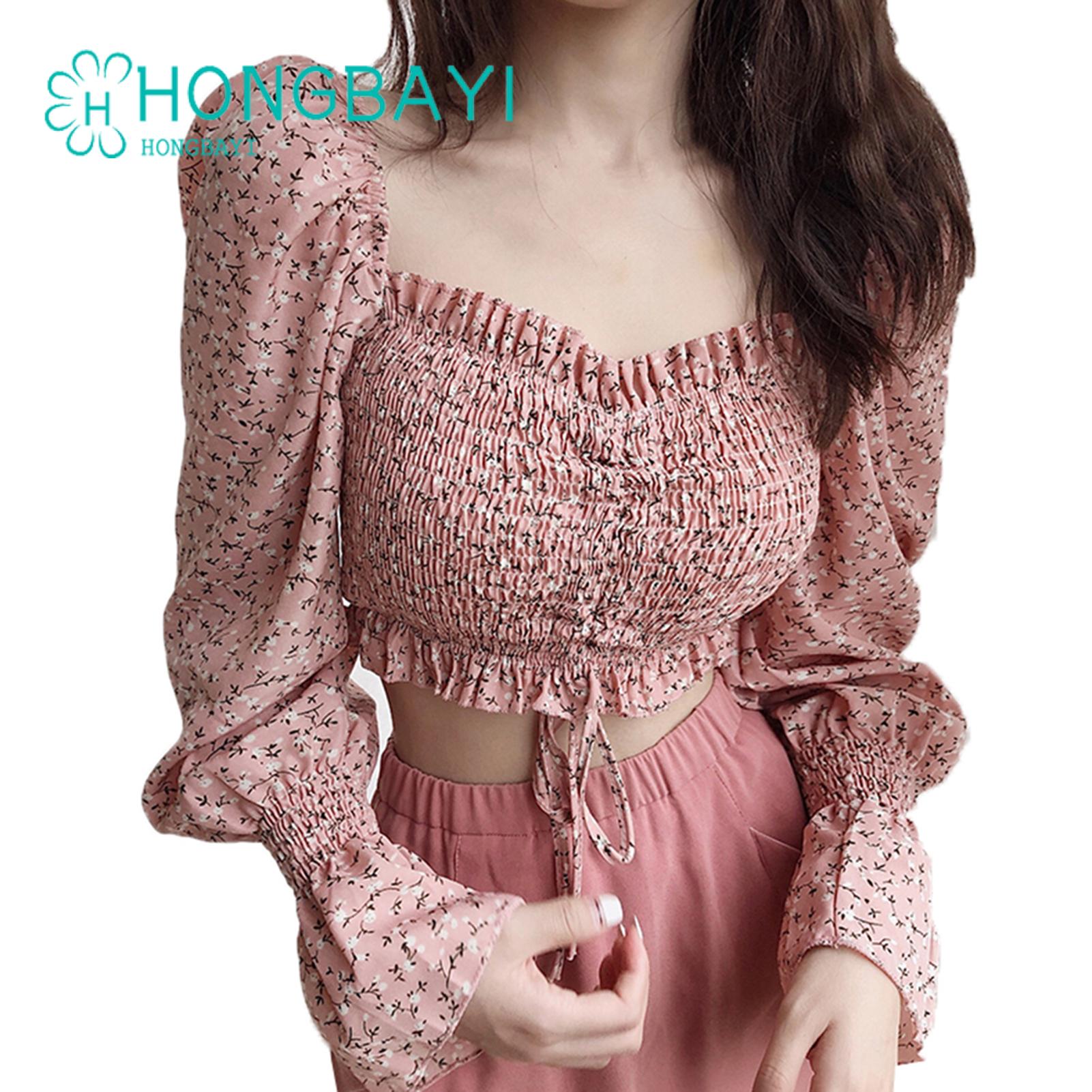 Blouse Pleated Floral Print Crop Top | Daraz.com.bd