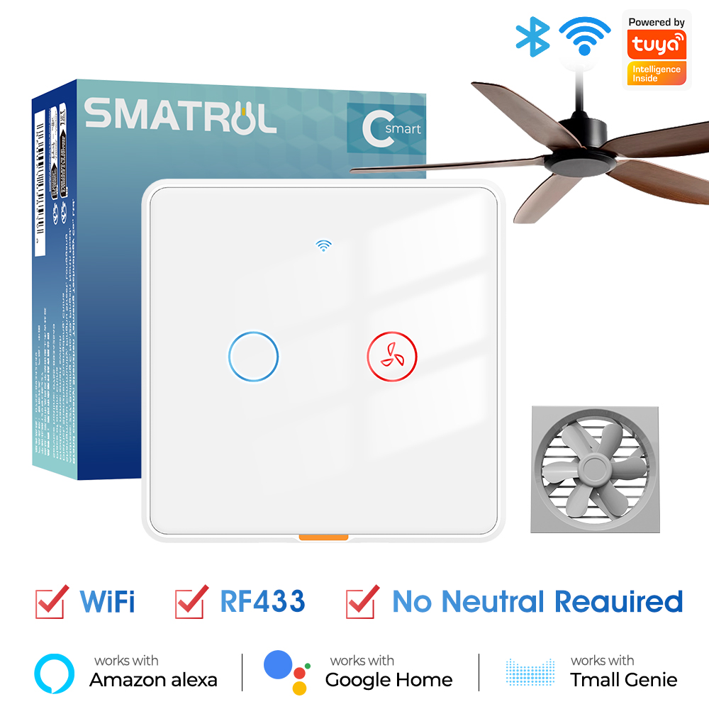 SMATRUL Tuya Smart WiFi RF433 Fan Ceiling Switch No Neutral Wire Wall ... SMATRUL Tuya Smart WiFi RF433 Fan Ceiling Switch No Neutral Wire Wall ...