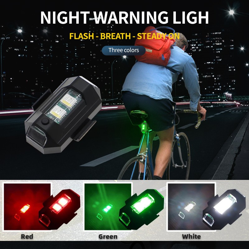 LED Anti-collision Warning Light USB Bicycle Tail Light 3 Colors Signal ...