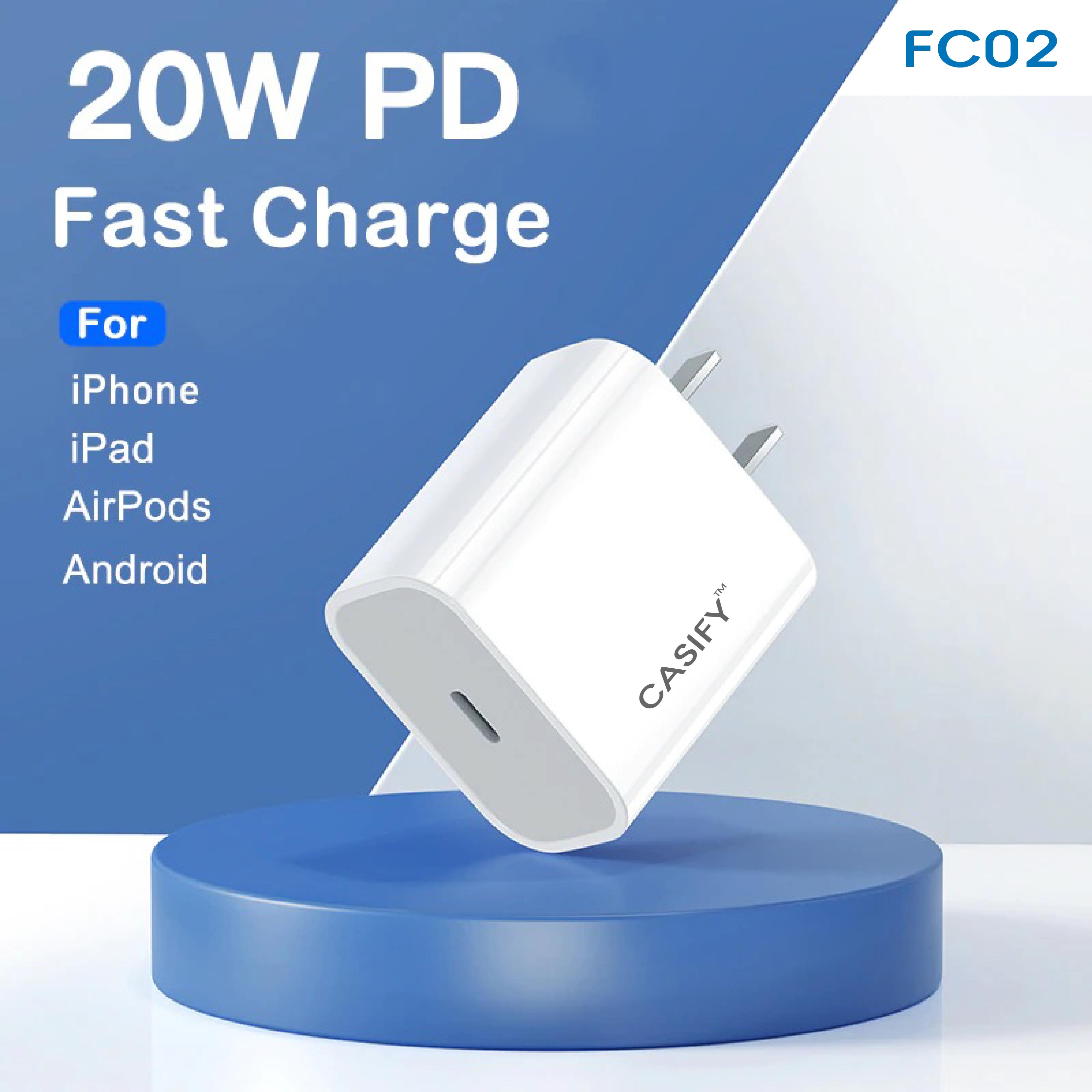 CASIFY FC02 PD 20W USB C Charger Fast Charging Quick Charge QC 3.0 Type C Wall Charger Adapter ...