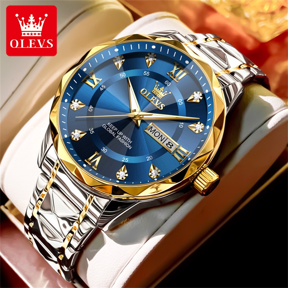 OLEVS watch for men original waterproof fashion diamond dial luminous ...