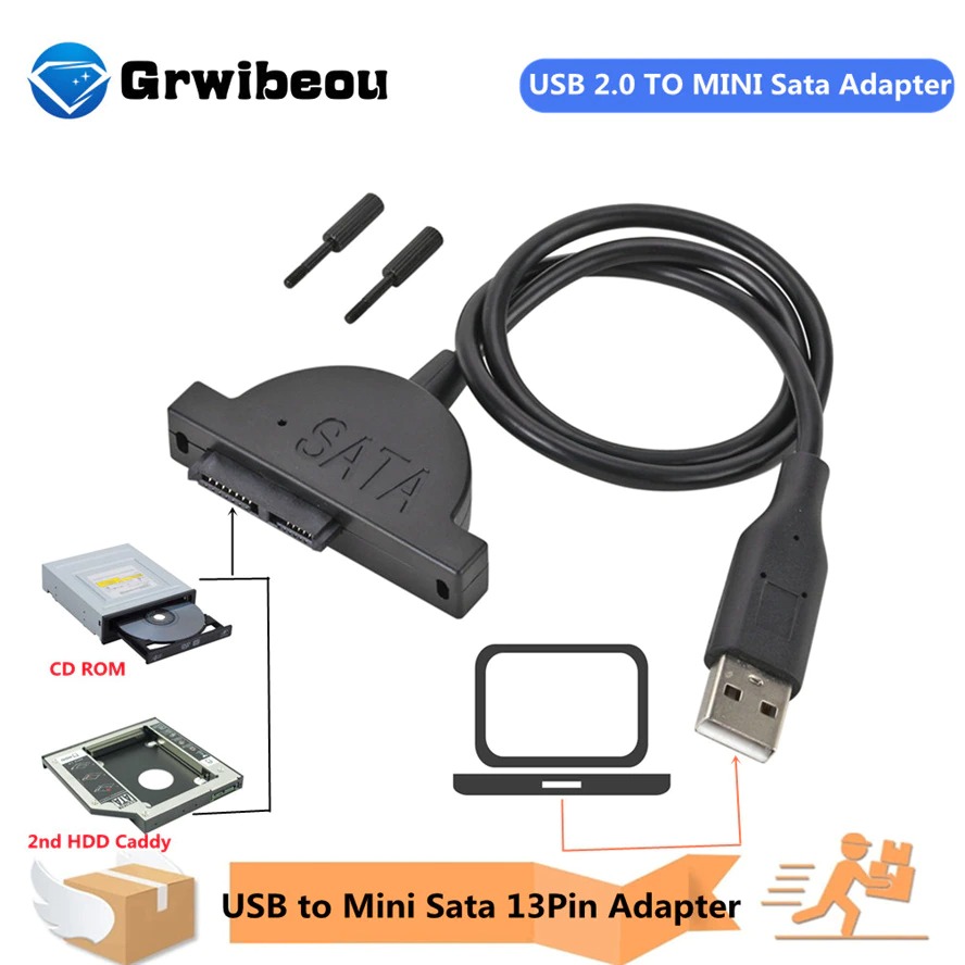 Hot Sell Mini SATA CD/DVD/Bluray ROM/RW to USB 2.0 Adapter Cable ...