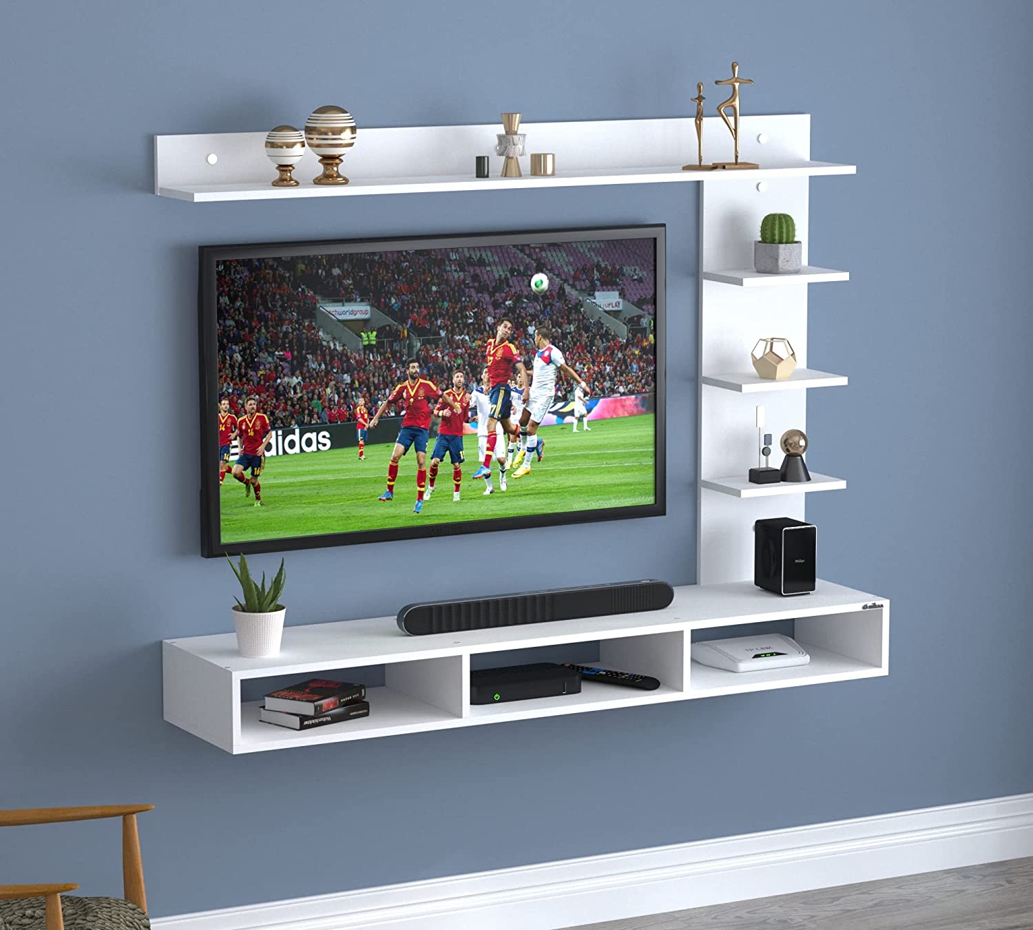 Wall mount tv stand Wall hanging tv shelf TV Entertainment Unit TV Cabinet with Wall Shelves Wall Mounted TV Unit TV Cabinet with Shelf Daraz .bd