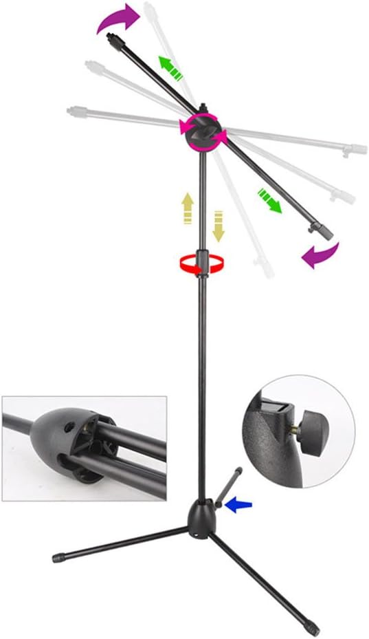 Pro Microphone Stand Floor Stand Tripod Boom Telescopic Mic Arm Stand ...