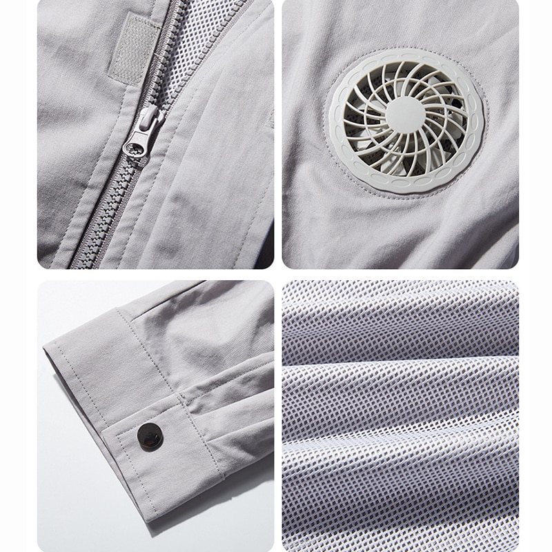 Summer Outdoor Cooling Fan Jacket Men Air Conditioning Clothing Sun ...