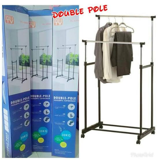 Double pole telescopic folding clothes rack with shelves ,clothes rack ...