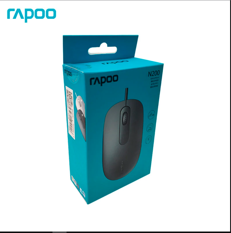 Rapoo N200 BLACK Wired Optical Mouse, | Daraz.com.bd
