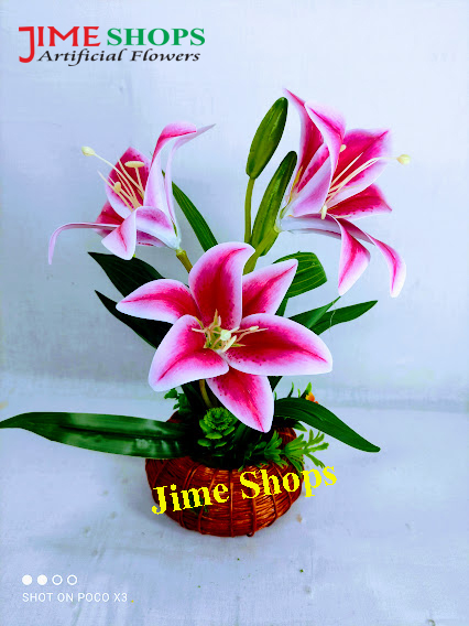 Artificial Stargazer Lily flower & Plants with tob 14 inc long for any ...