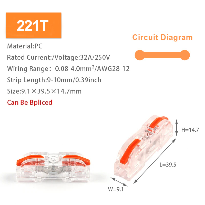 Quick Splicing Multiplex Butt Wire Connector Compact Electrical Cable ...