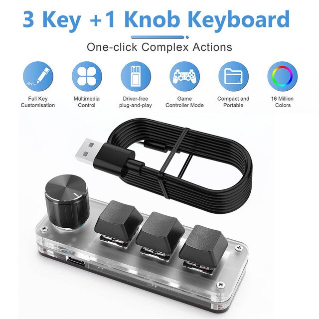Macro Keyboard 3/4/9/12 Key 2 Knob Mechanical Keyboard Hot Swap Custom ...