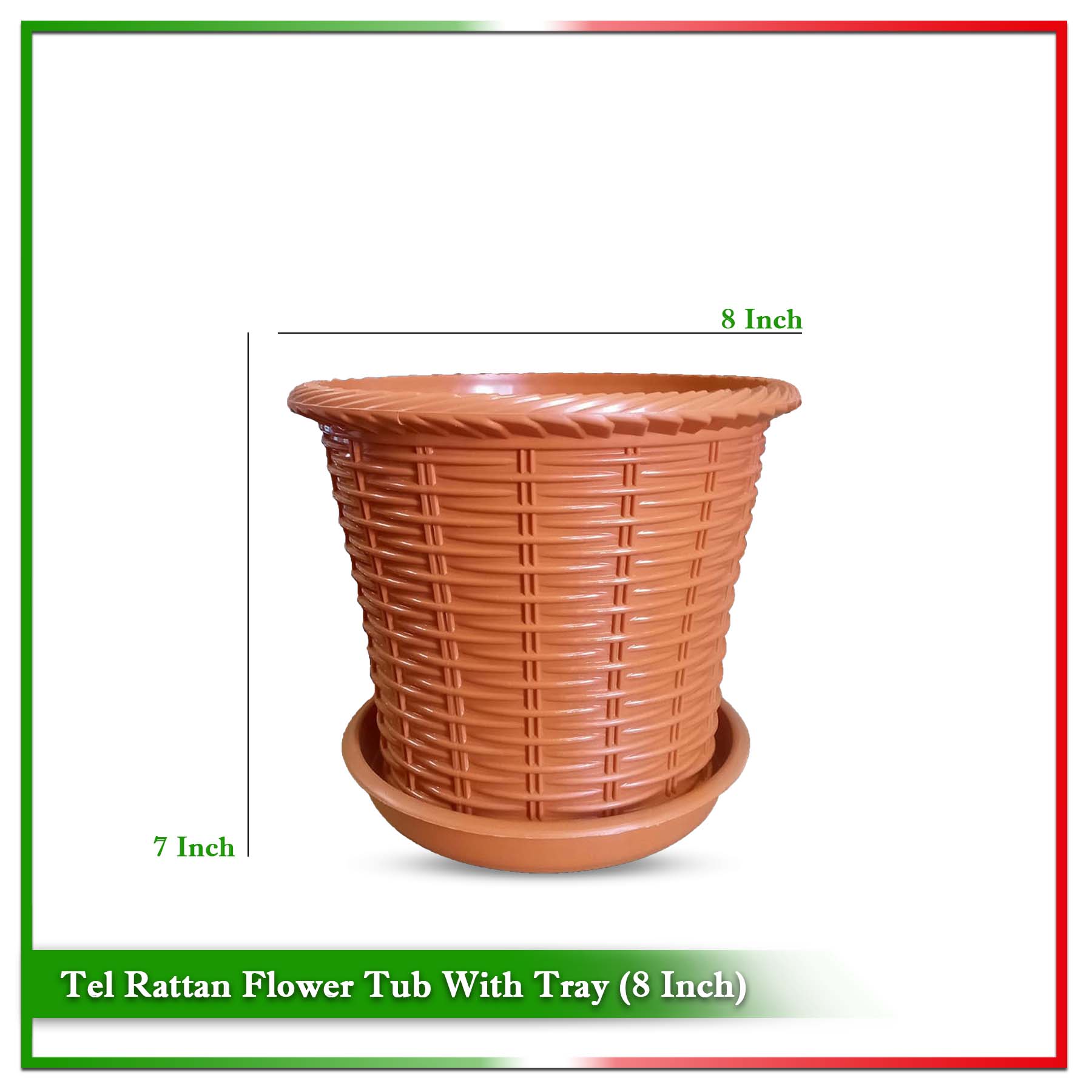Rattan Flower Tub With Tray - 8 Inch | Daraz.com.bd
