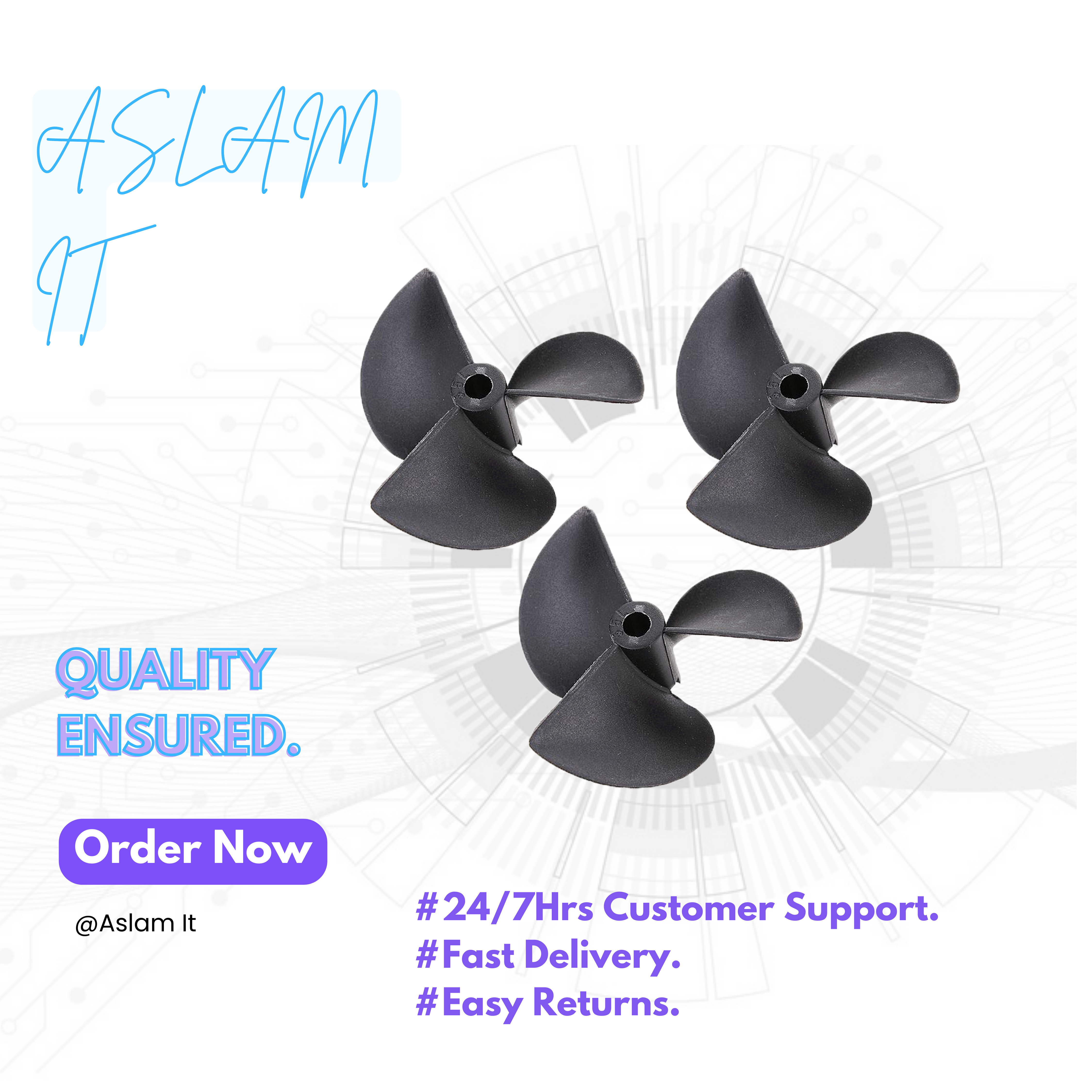 Nylon RC Boat Propeller 40mm Hole 2mm 3 Blade 1Pcs | Daraz.com.bd